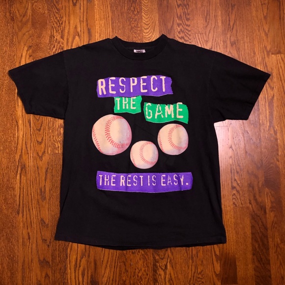 Vintage | Shirts | 9s Baseball Respect The Game Big Graphic T Shirt ...